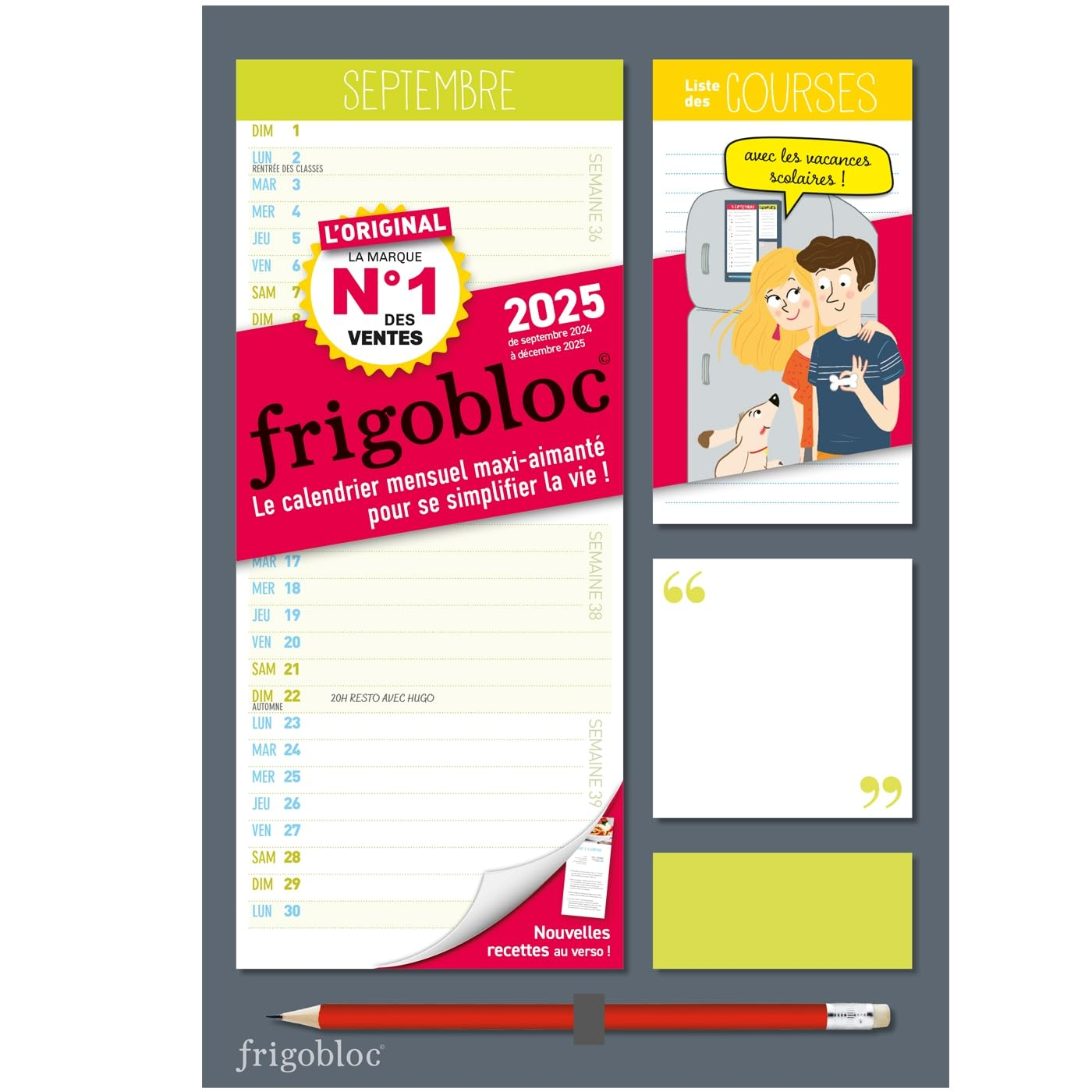 Mini frigobloc mensuel 2025 : calendrier d'organisation familiale / mois (de sept. 2024 à déc ...