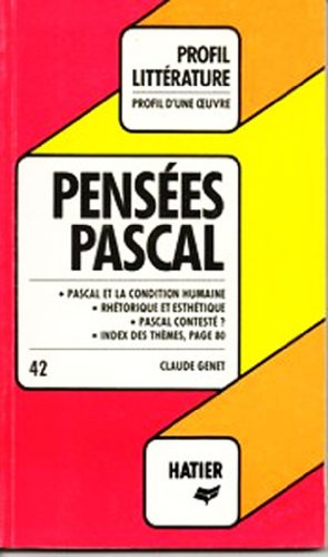 Profil d'une oeuvre pensées pascal de Claude Genet | Recyclivre