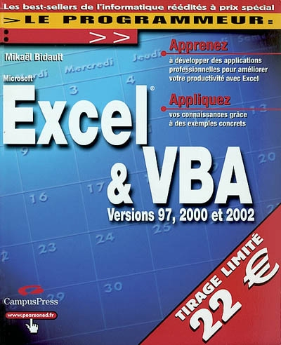 Excel et vba en 21 jours : versions 97, 2000 et 2002 de Mikaël Bidault | Recyclivre