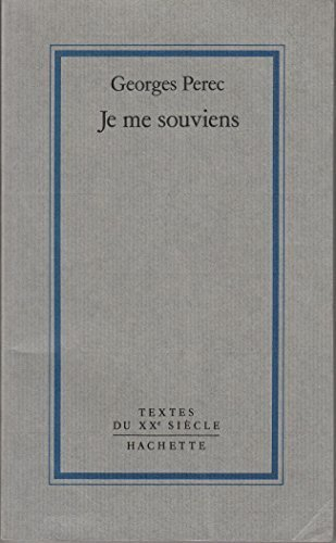 Je me souviens de Perec, Georges | Recyclivre