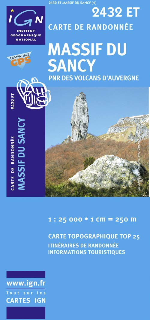 Carte de randonné, numéro 2432 et : massif du sancy (pnr des volcans d ...